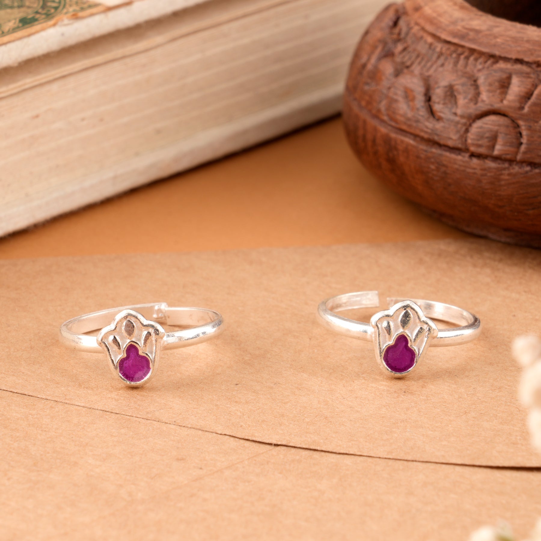 Purple Colour Crystal Fancy Silver Metti | Sri Anu Jewellers