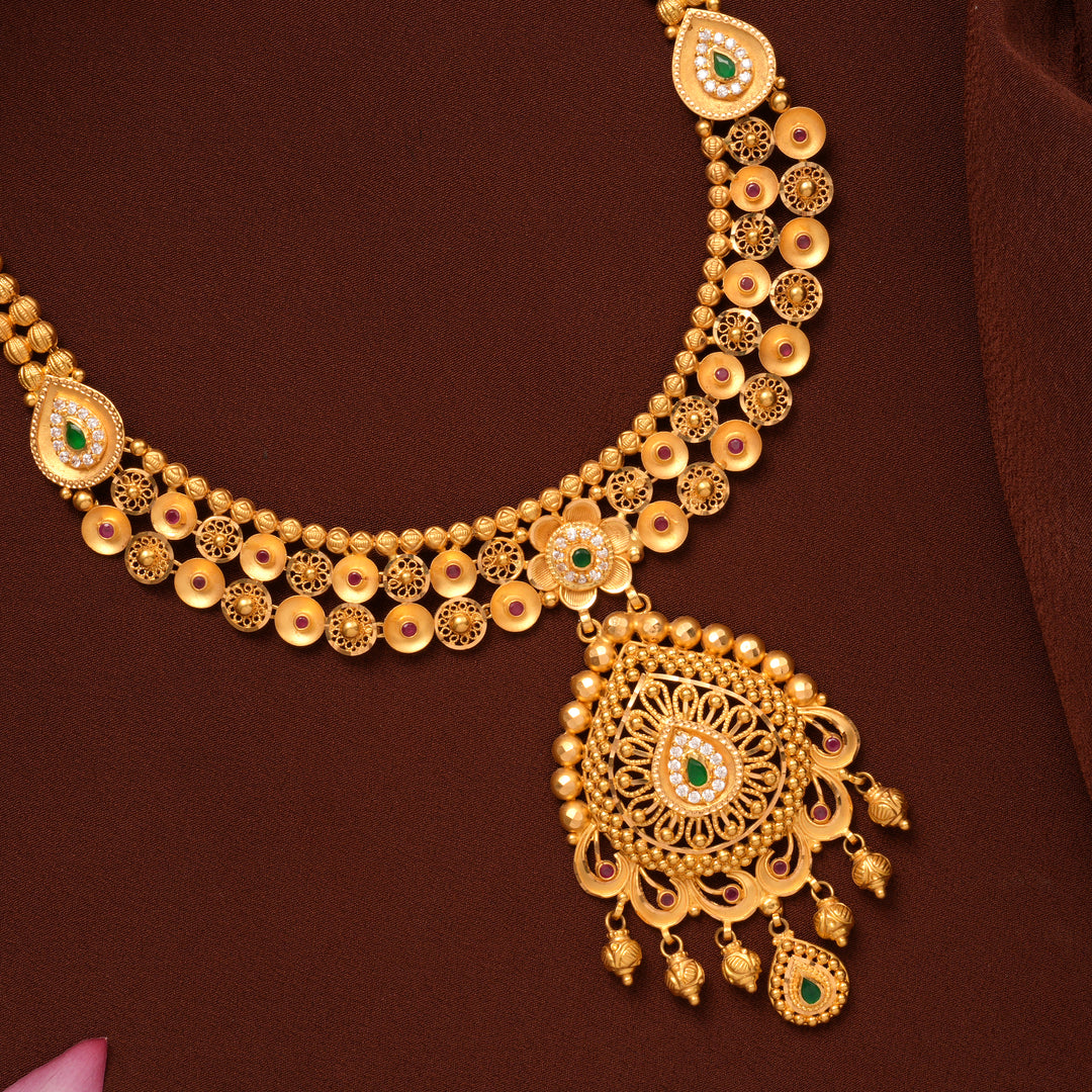 Balls and Floral Ruby Gold Necklace – Sri Anu Jewellers
