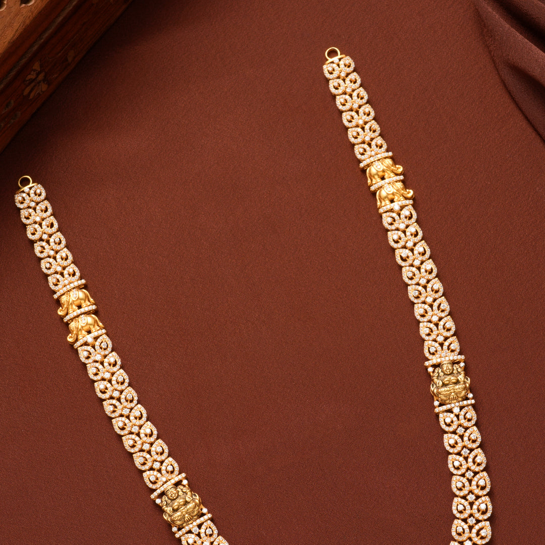 Swarovski Lakshmi Floral Ruby Gold Haram – Sri Anu Jewellers