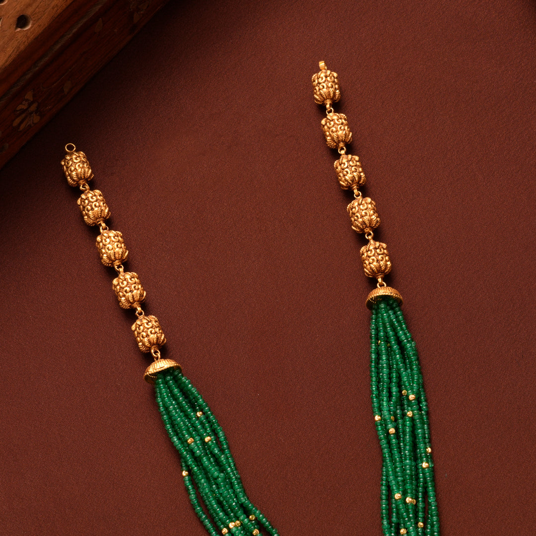 Nagas Ram Seetha Green Beads Gold Haram – Sri Anu Jewellers