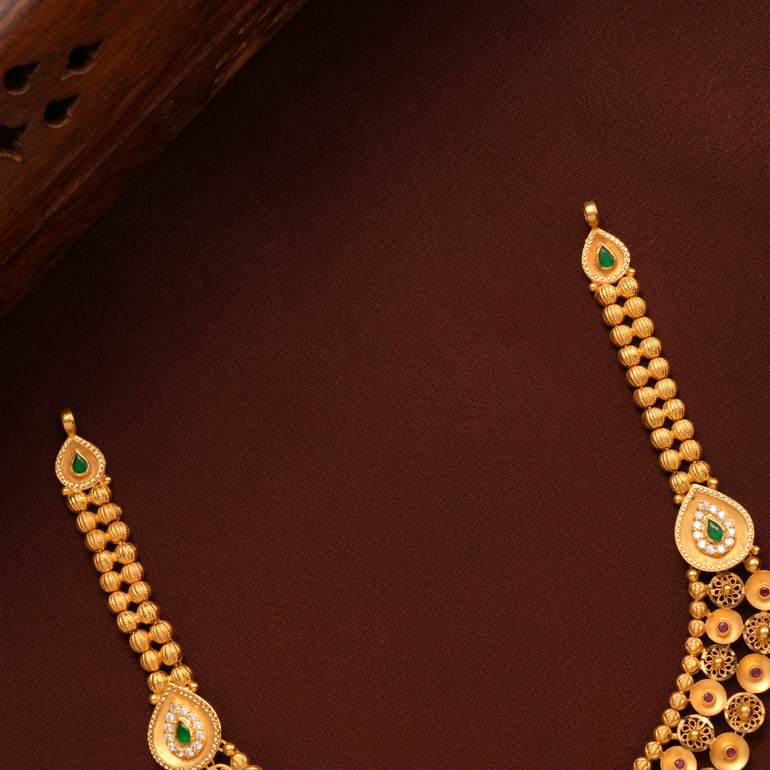 Balls and Floral Ruby Gold Necklace – Sri Anu Jewellers