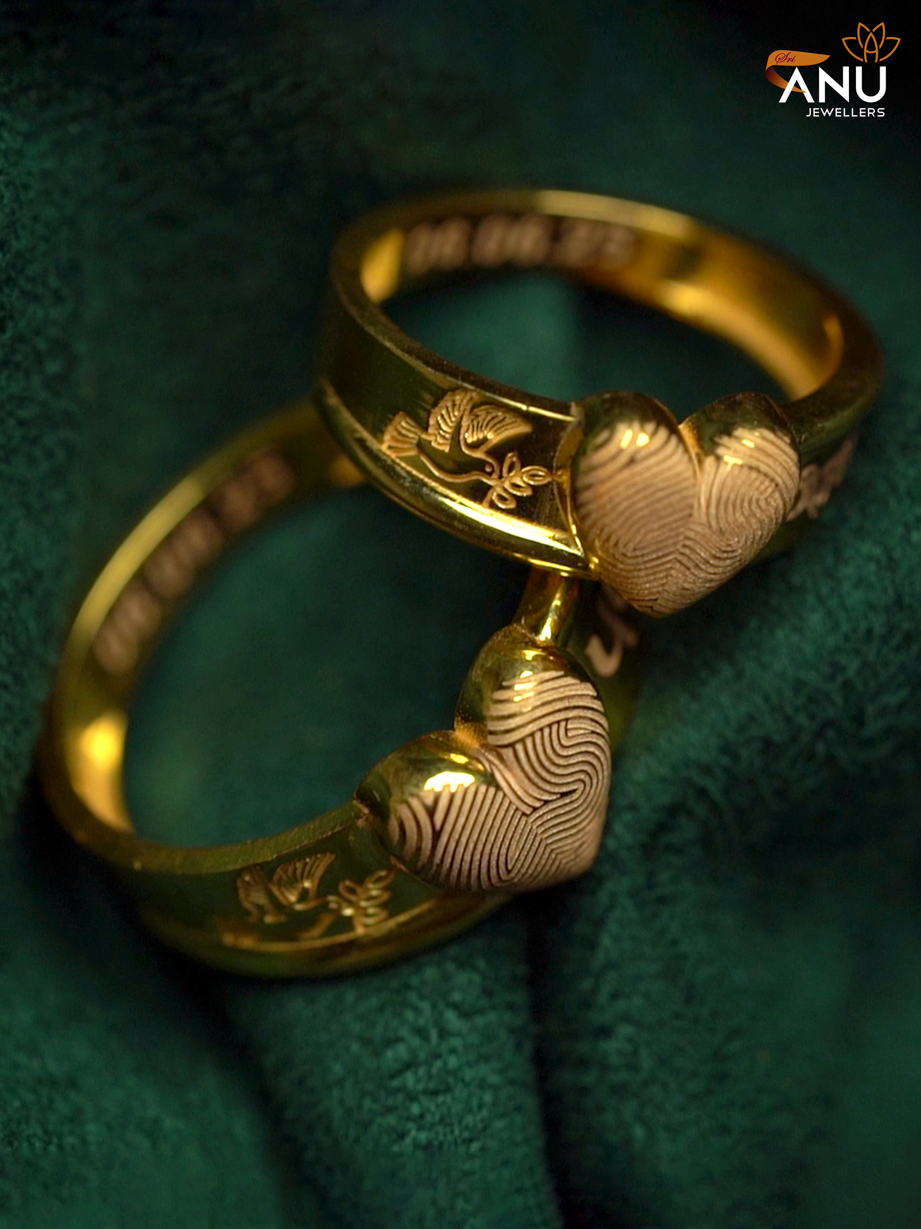 Engraved Dove & Leaf Fingerprint Ring – Sri Anu Jewellers