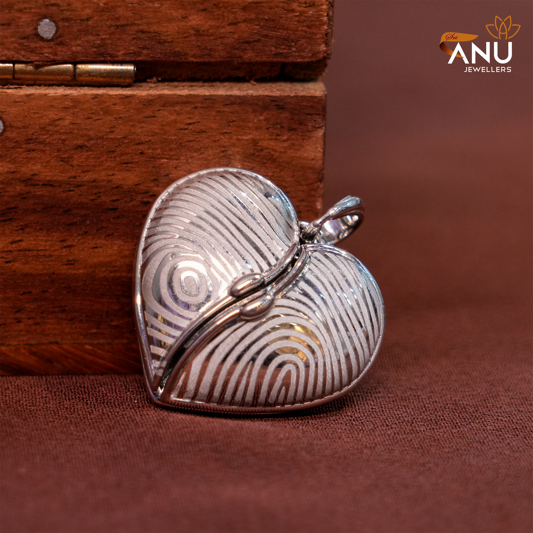 Fingerprint Photo Heart Platinum Pendant | Sri Anu Jewellers