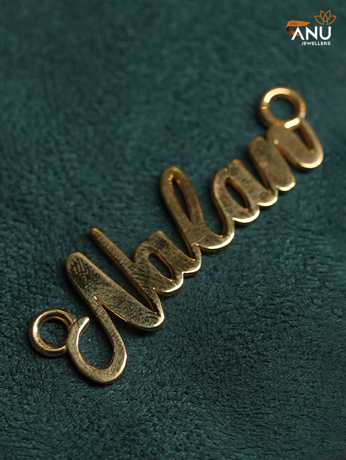 Name Engraved Gold Dollar | Custom Jewellery Madurai – Sri Anu Jewellers