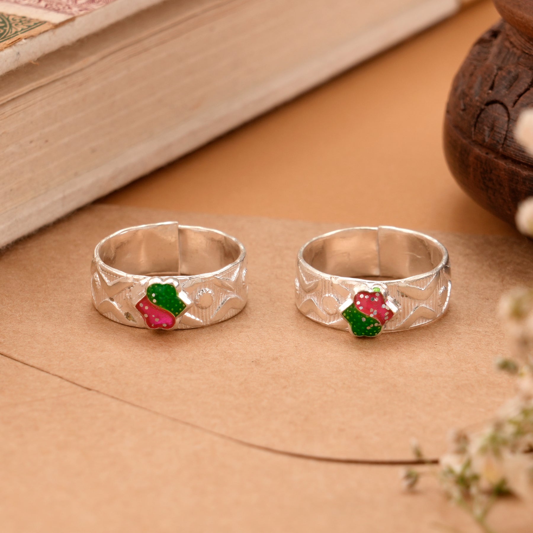 Purple Colour Crystal Fancy Silver Metti | Sri Anu Jewellers