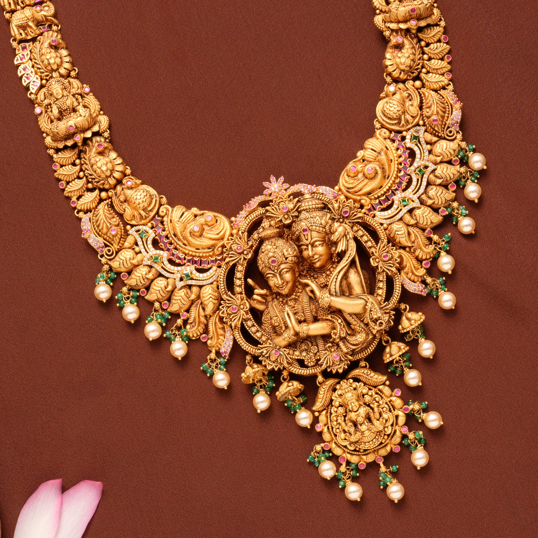 Divine Ram Seetha with Pearl Drops Gold Haram – Sri Anu Jewellers