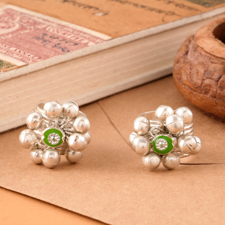 Green Crystal Salangai Silver Metti | Sri Anu Jewellers