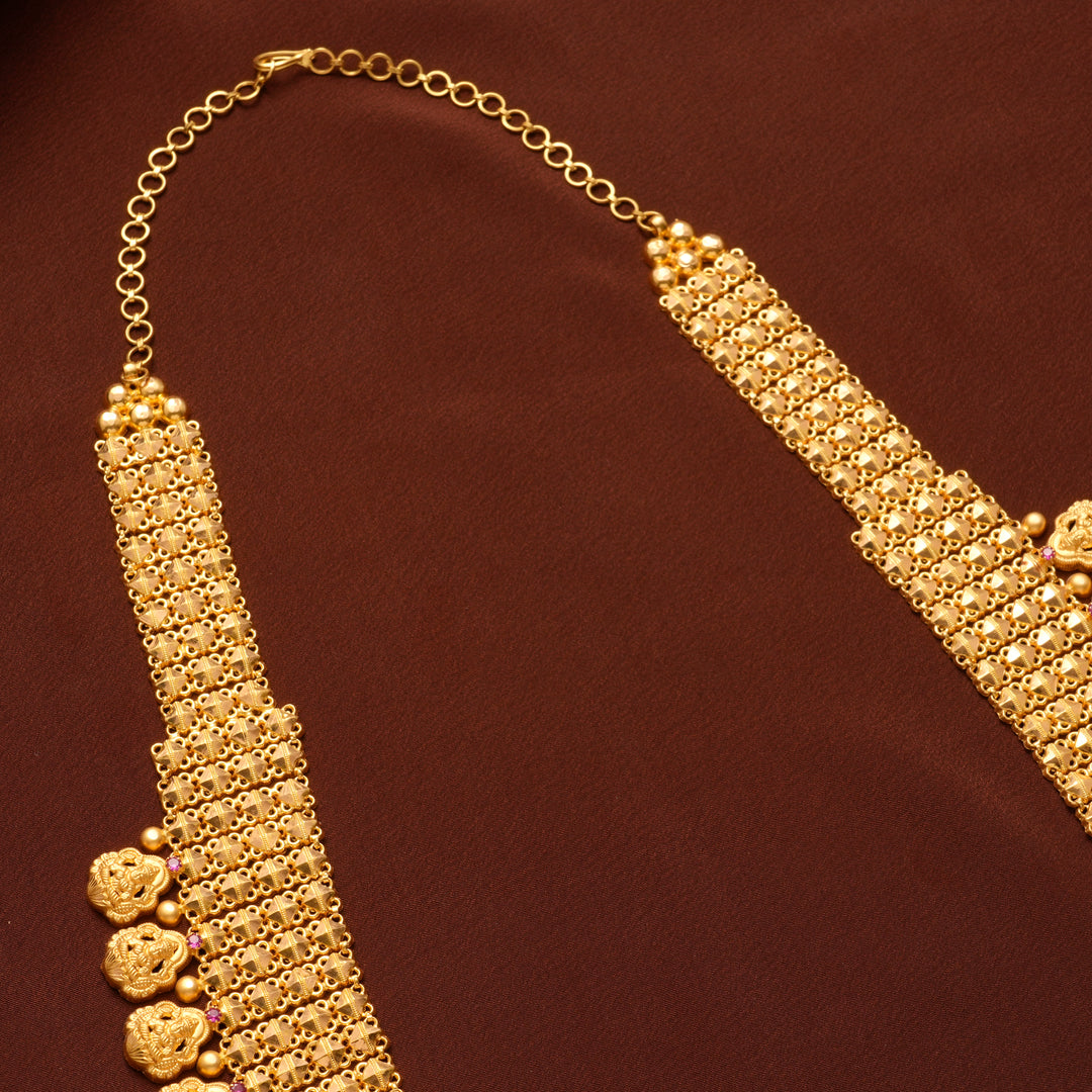 Devotional Lakshmi Ruby Drop Gold Haram – Sri Anu Jewellers