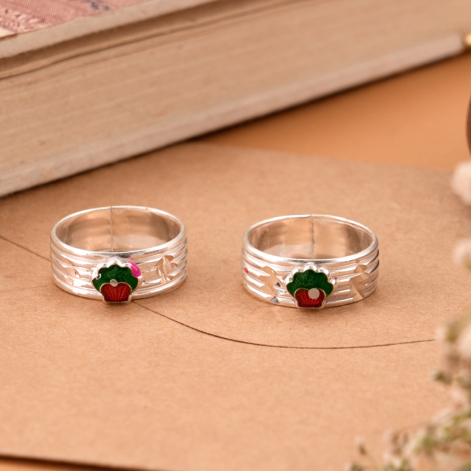 Purple Colour Crystal Fancy Silver Metti | Sri Anu Jewellers