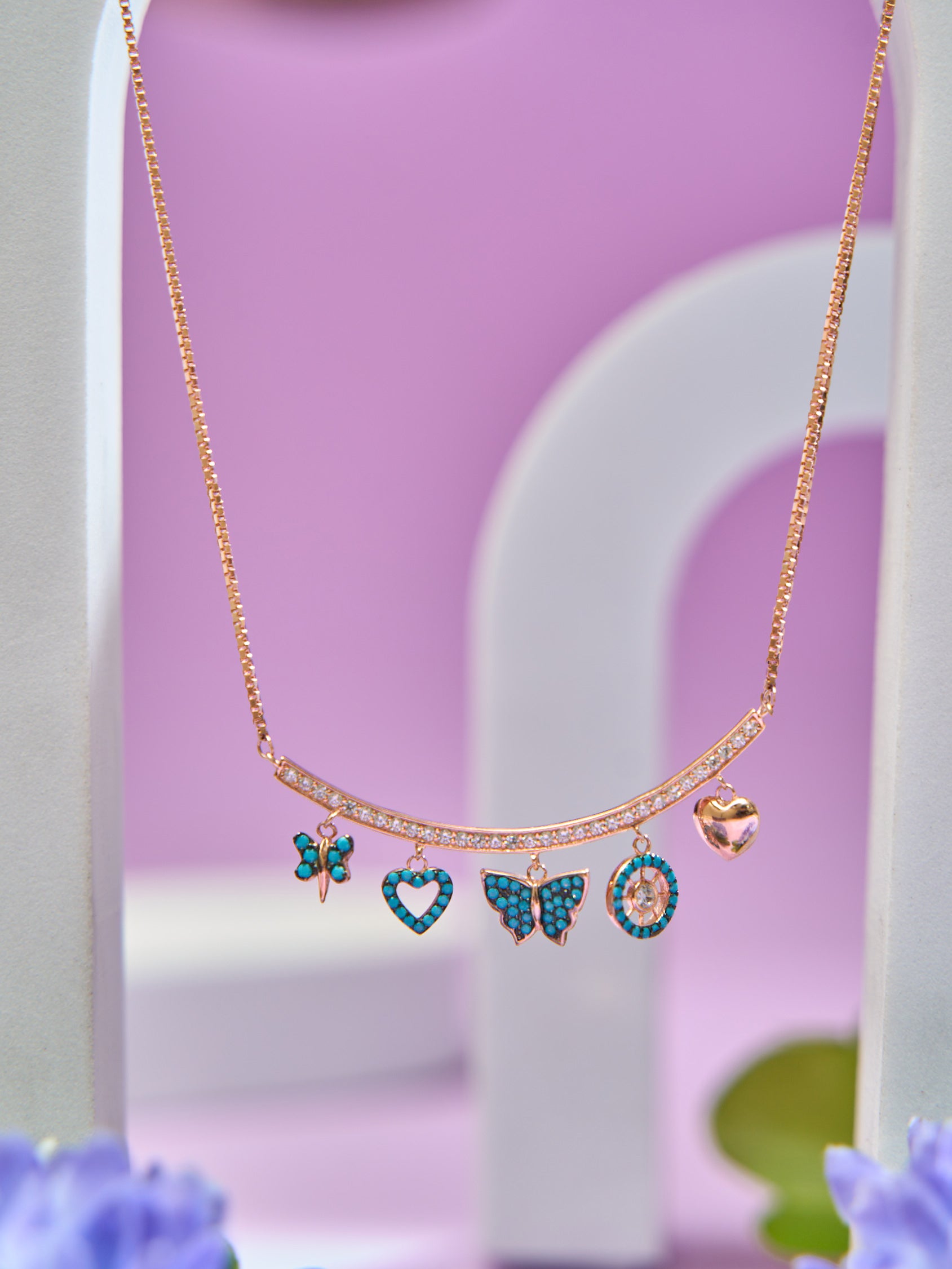 Rose Gold Multi Charm Chain | Sri Anu Jewellers